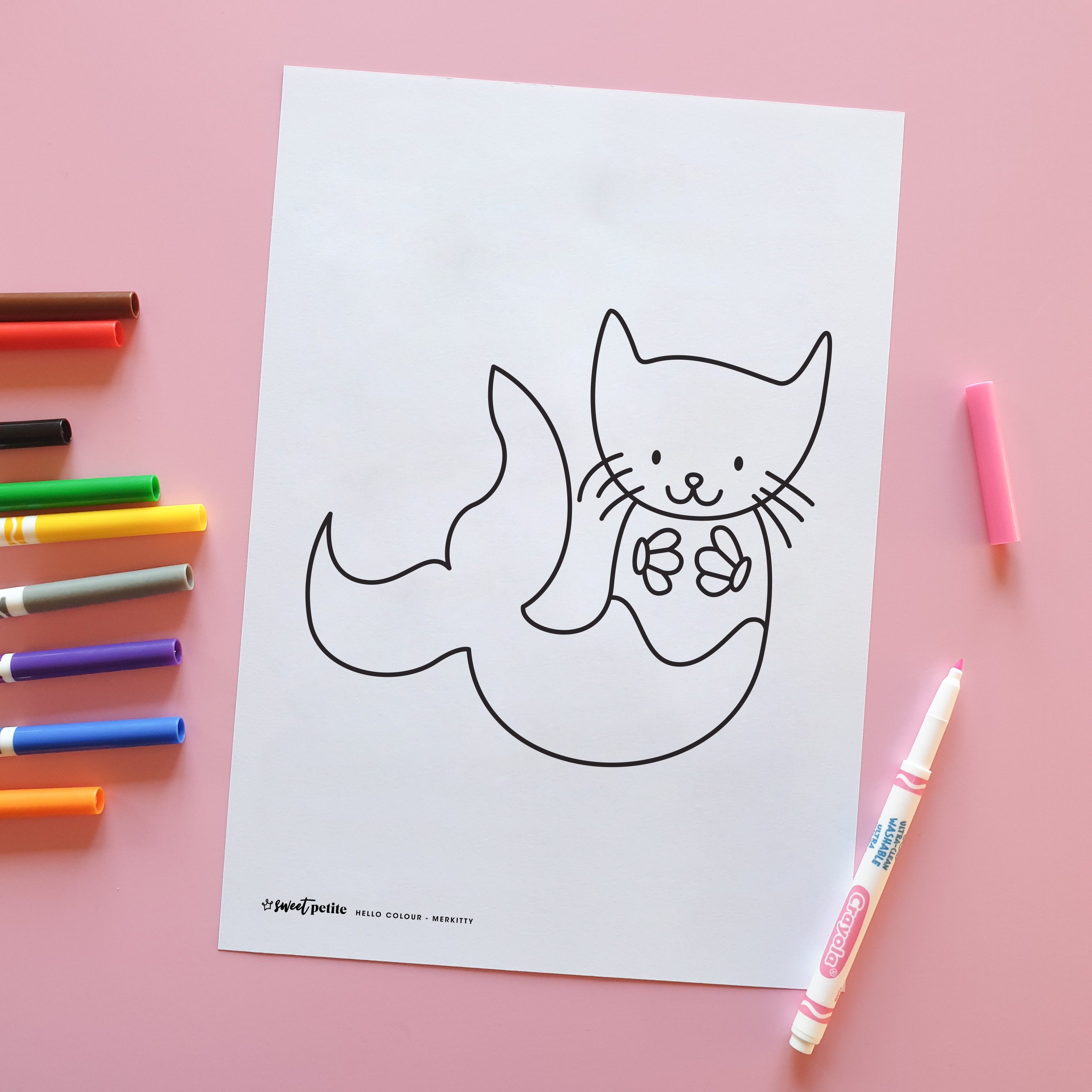 MerKitty Colouring Page Freebie – Medley Creative